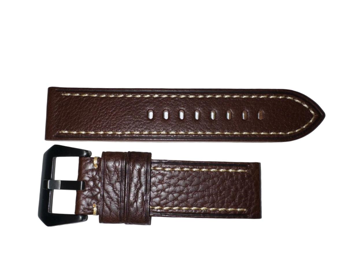 Handmade Dark Brown genuine leather watch band/ black Buckle 24mm. For ...